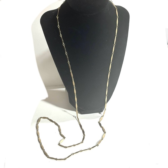 Jewelry | Vintage Gold Tone Panel Link Necklace X Long Modernist ...